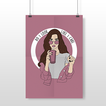 Do I Look Like I Care - Drinking girl - Wall Posters - Custom Freaks